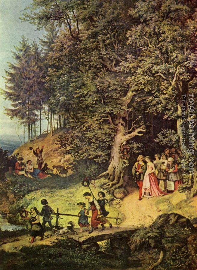 Bridal Procession in a Spring Landscape Detail by Adrian Ludwig Richter ...