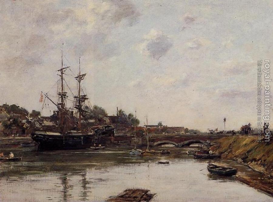 View of La Touques by Eugene Boudin | Oil Painting Reproduction
