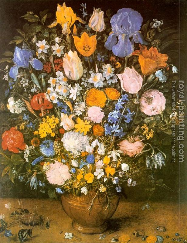 Bouquet of Flowers in a Clay Vase (Bouquet of Viennese Irises) by Jan ...