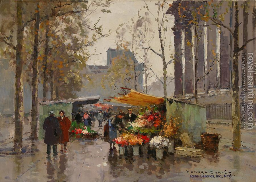 Flower Market, Madeleine II by Edouard Cortes | Oil Painting Reproduction