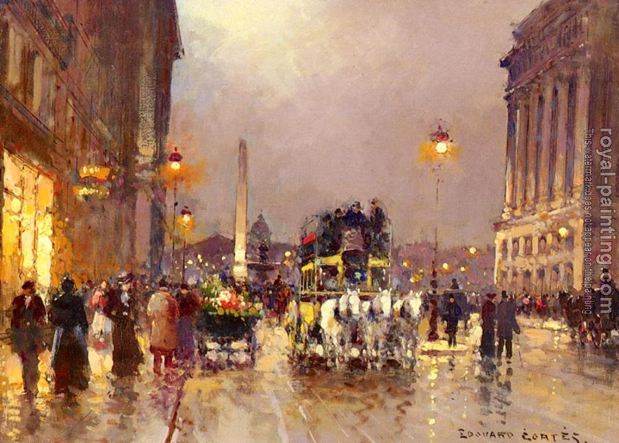 La Place De La Concorde, Le Soir by Edouard Cortes | Oil Painting ...