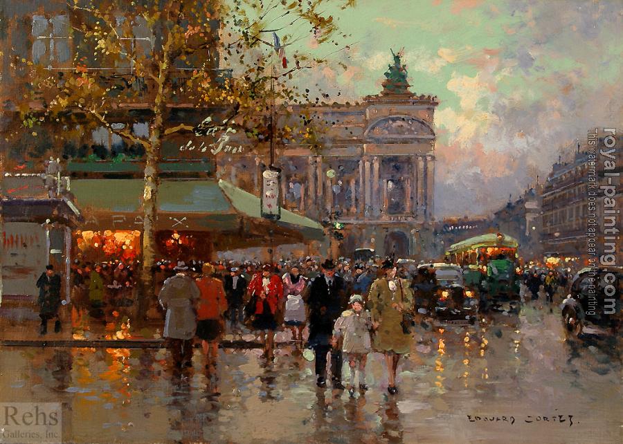 Place de l'Opera, Paris by Edouard Cortes | Oil Painting Reproduction