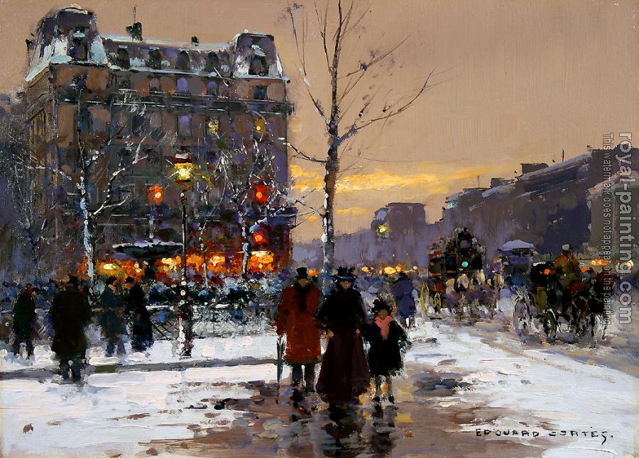 Place Pigalle, Winter by Edouard Cortes | Oil Painting Reproduction