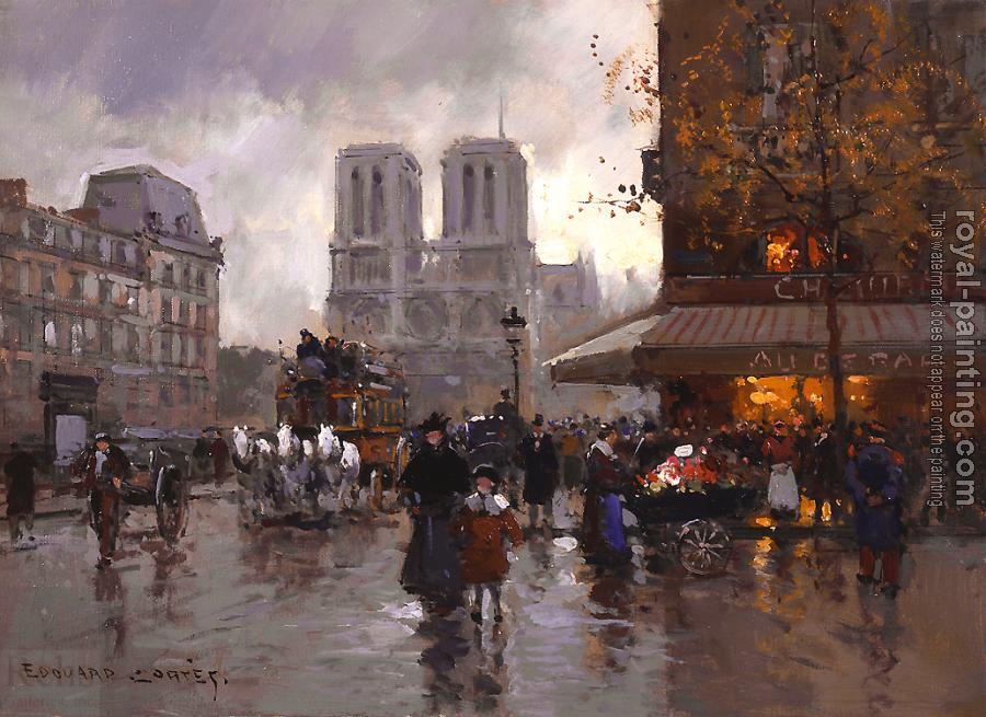 Place St Michel, Notre Dame II by Edouard Cortes | Oil Painting ...