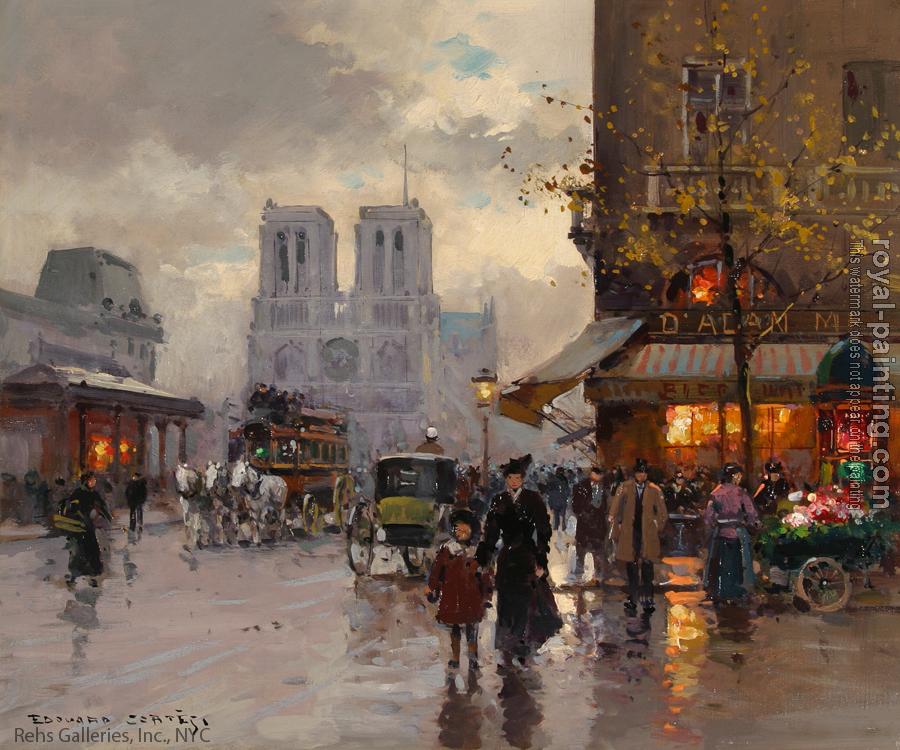 Place St Michel, Notre Dame III by Edouard Cortes | Oil Painting ...