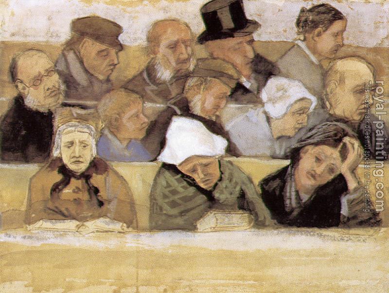 Church Pew with Worshippers by Vincent Van Gogh | Oil Painting Reproduction