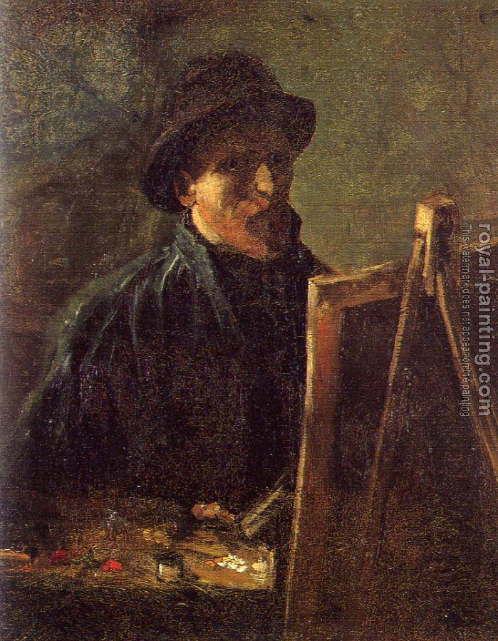Self-Portrait with Dark Felt Hat in front of the Easel by Vincent Van ...