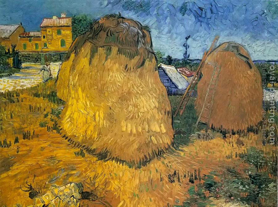 Haystacks near a Farm by Vincent Van Gogh | Oil Painting Reproduction