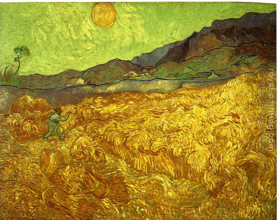 Wheat Fields with Reaper at Sunrise by Vincent Van Gogh | Oil Painting ...