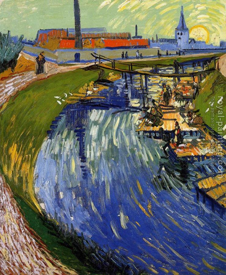 Women Washing on a Canal by Vincent Van Gogh | Oil Painting Reproduction
