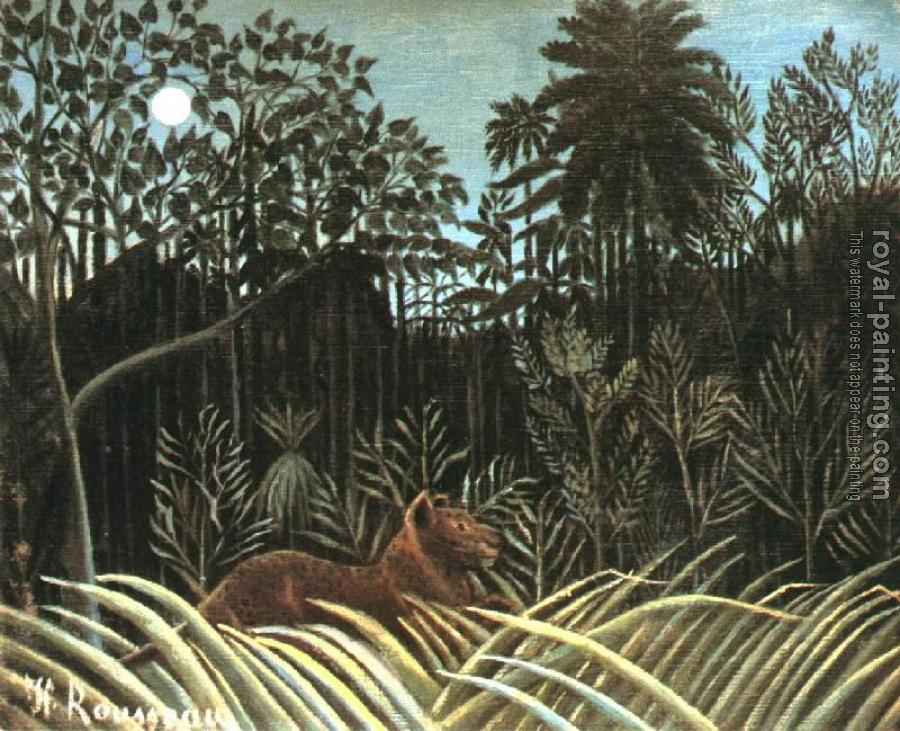 Jungle with Lion by Henri Rousseau | Oil Painting Reproduction
