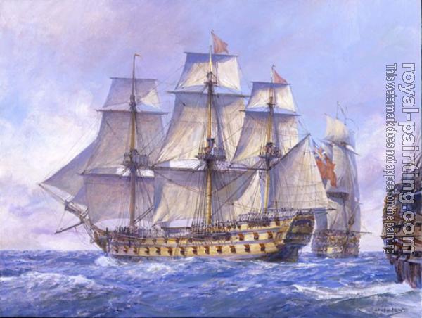 HMS Captain 74-gun ship by Geoff Hunt | Oil Painting Reproduction