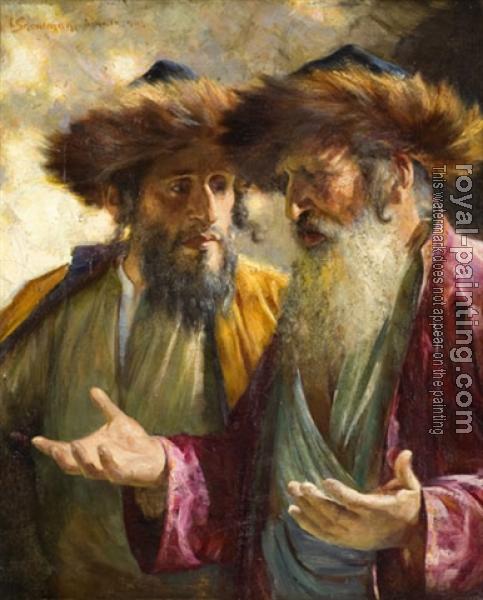Two rabbis in Jerusalem by Isaac Snowman | Oil Painting Reproduction