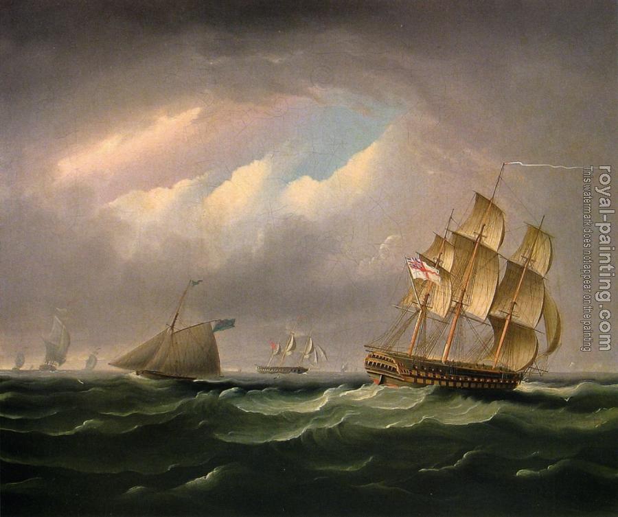 HMS. Brunswick by James E Buttersworth | Oil Painting Reproduction