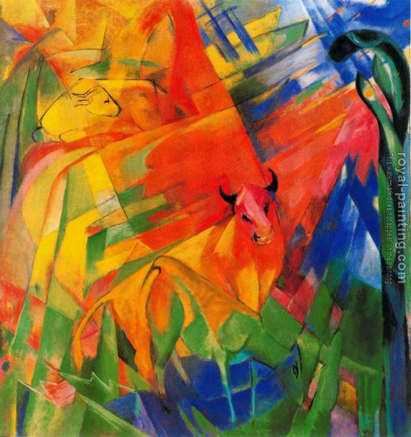 Animals in a Landscape by Franz Marc | Oil Painting Reproduction