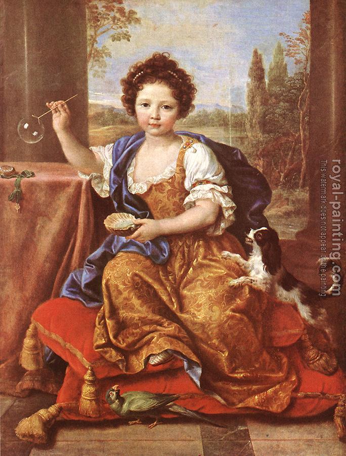 Girl Blowing Soap Bubbles by Pierre Mignard | Oil Painting Reproduction