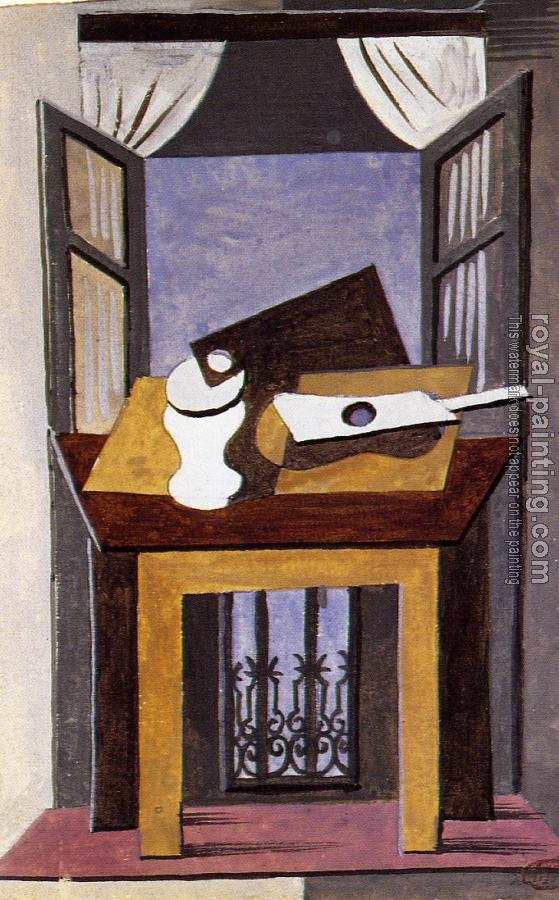 still life on a table in front of an open window by Pablo Picasso | Oil ...