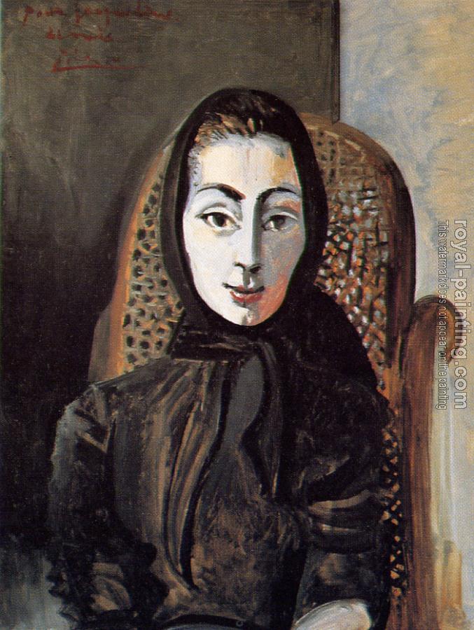 jacqueline with a black shawl by Pablo Picasso | Oil Painting Reproduction