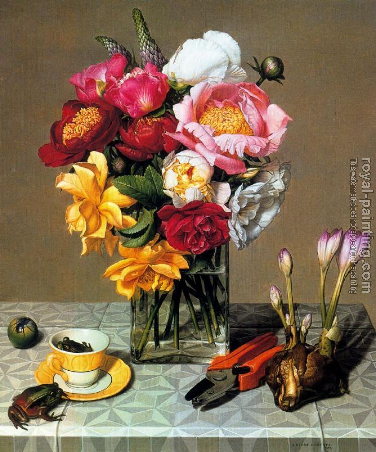 Flowers, Frogs and colchicum by Stone Roberts | Oil Painting Reproduction